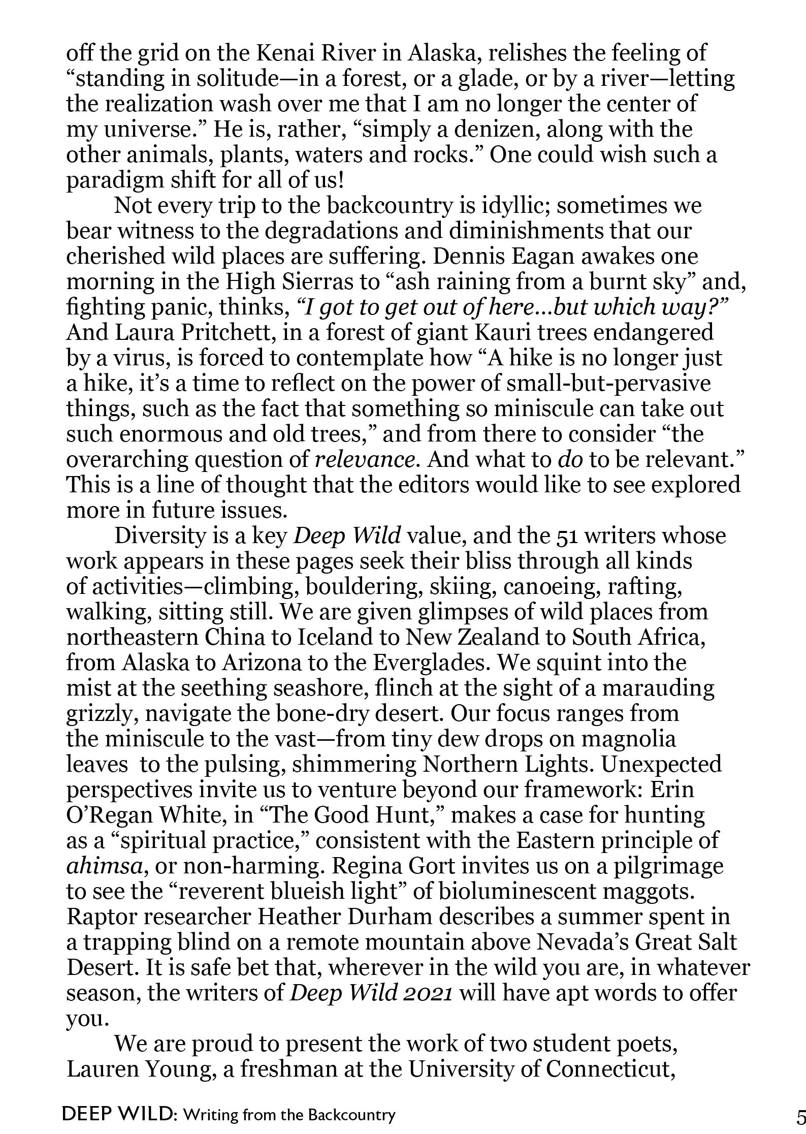 Deep Wild Journal – Writing from the Backcountry