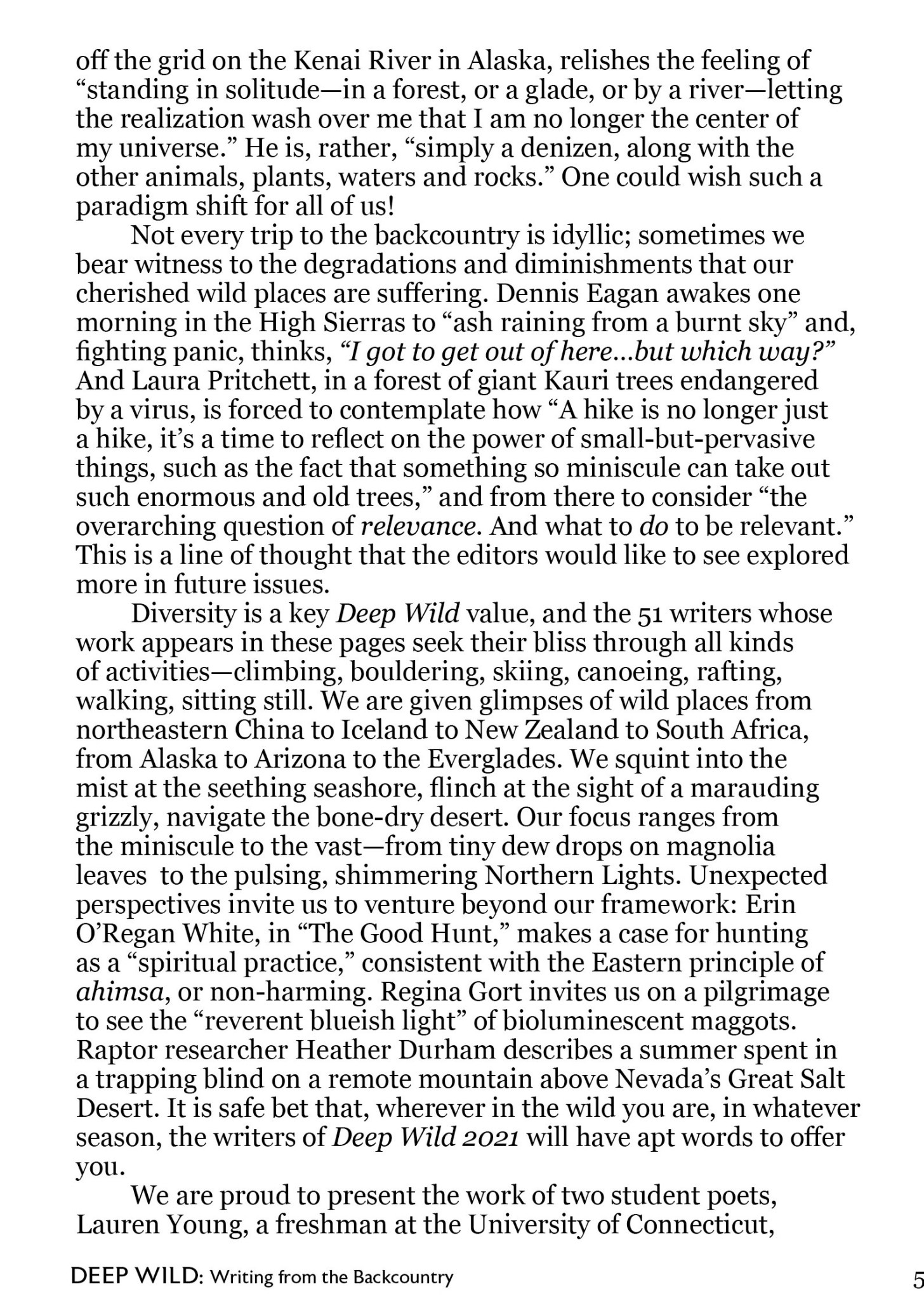 Deep Wild Journal – Writing from the Backcountry