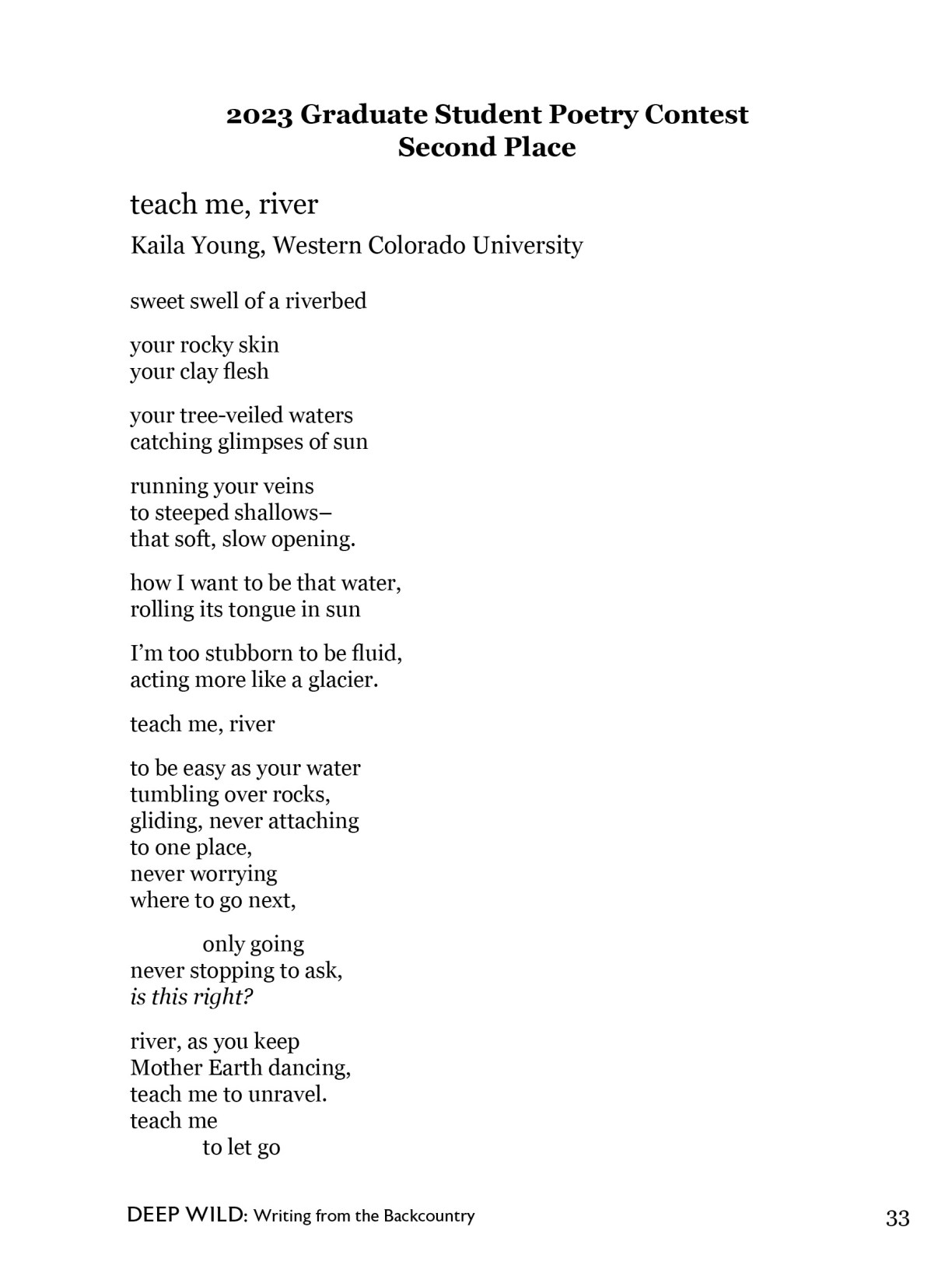 teach me, river – Deep Wild Journal