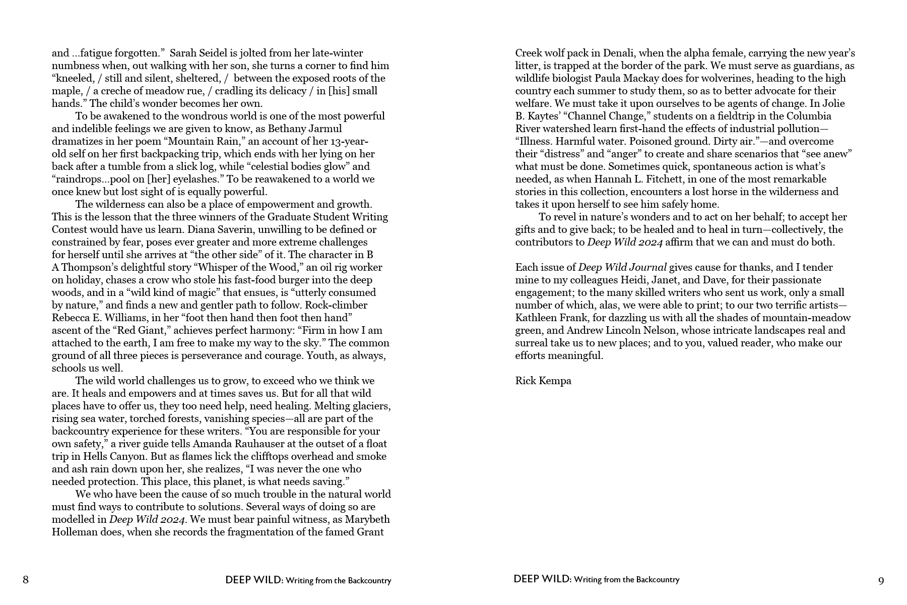 Deep Wild 2024 Contents and Foreword – Deep Wild Journal